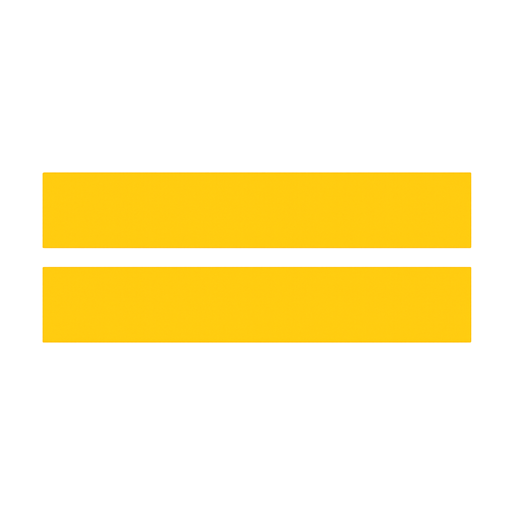 2 broad yellow stripes with a narrow gap between them. No background ...